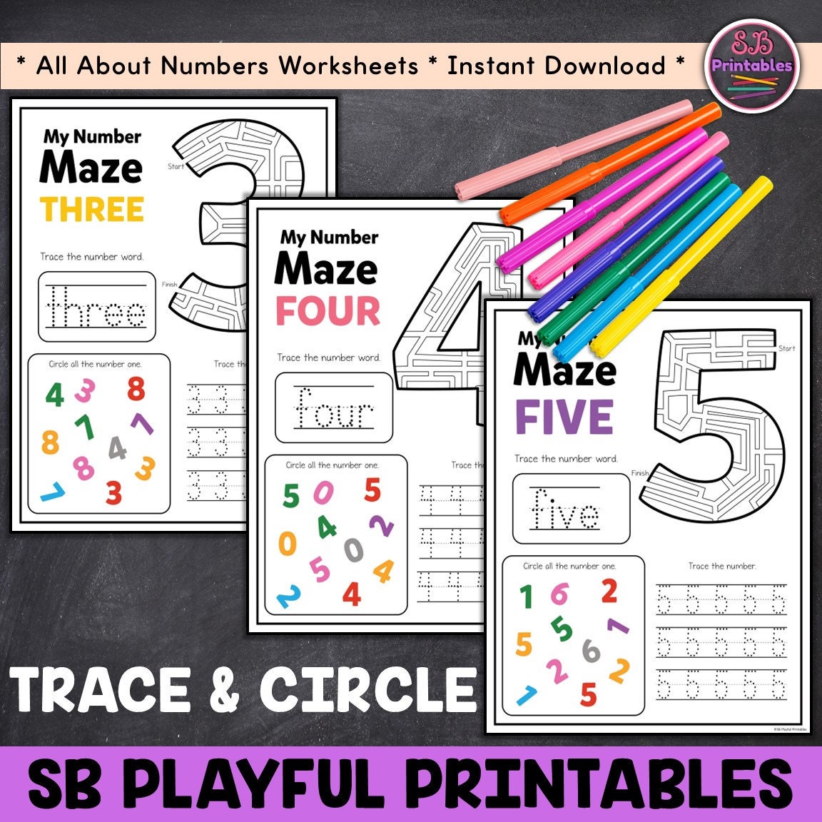 Printable Number Mazes for Kids, Educational Number Maze Worksheets ...