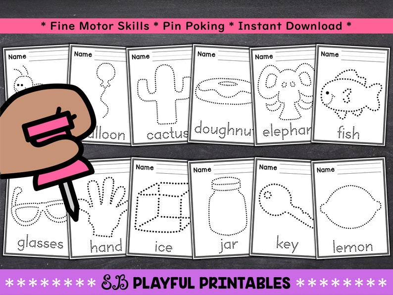 Alphabet Pin Poking Worksheets for Kids, Printable Alphabet Pictures ...