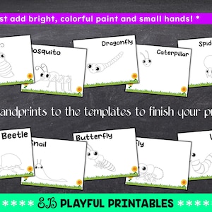 Bugs Handprint Art for Kids, Bug Themed Printable Art Activity, DIY ...