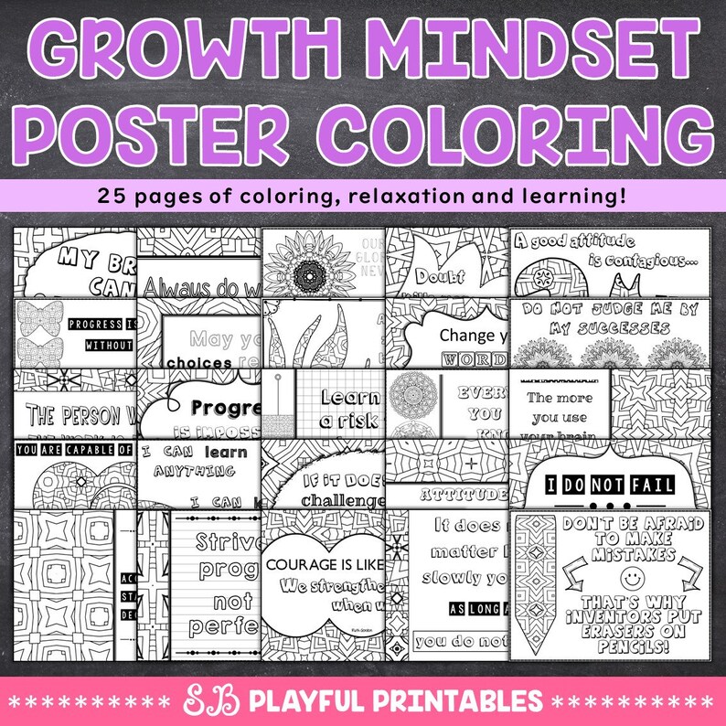 Growth Mindset Coloring Pages Growth Mindset Quotations - Etsy