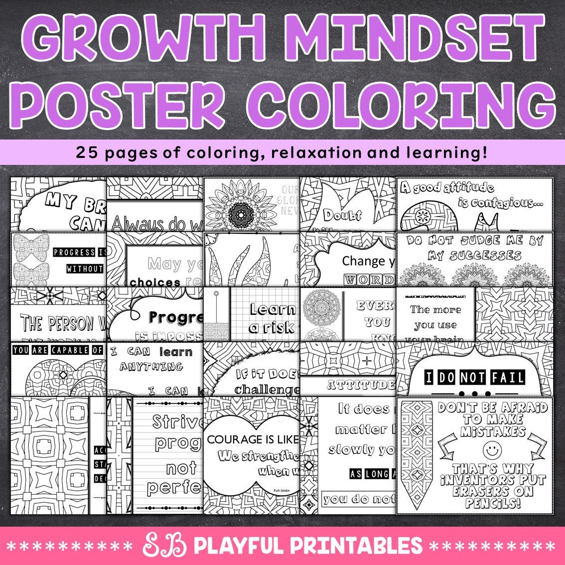 Growth Mindset Coloring Pages, Growth Mindset Quotations, Motivational ...
