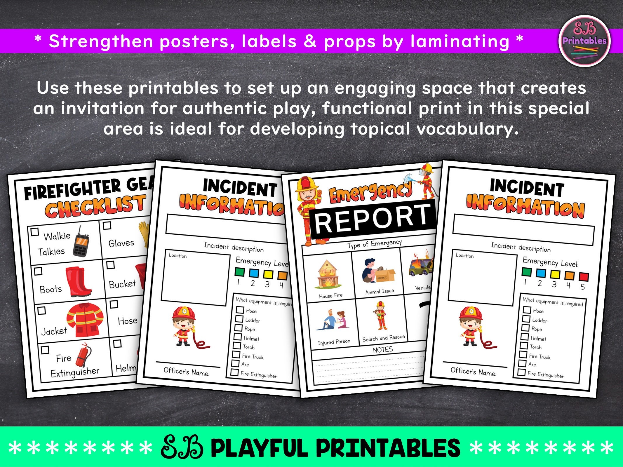 Fire Station Pretend Play, Fire Station Play Printables, Home School ...