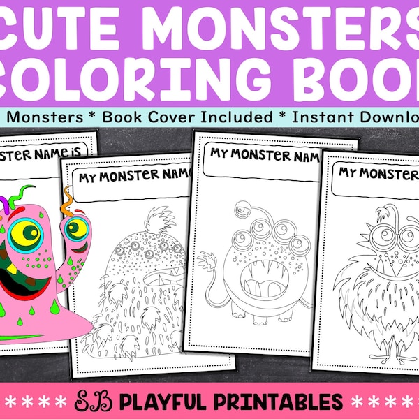 Cute Monsters Coloring Pages - Etsy