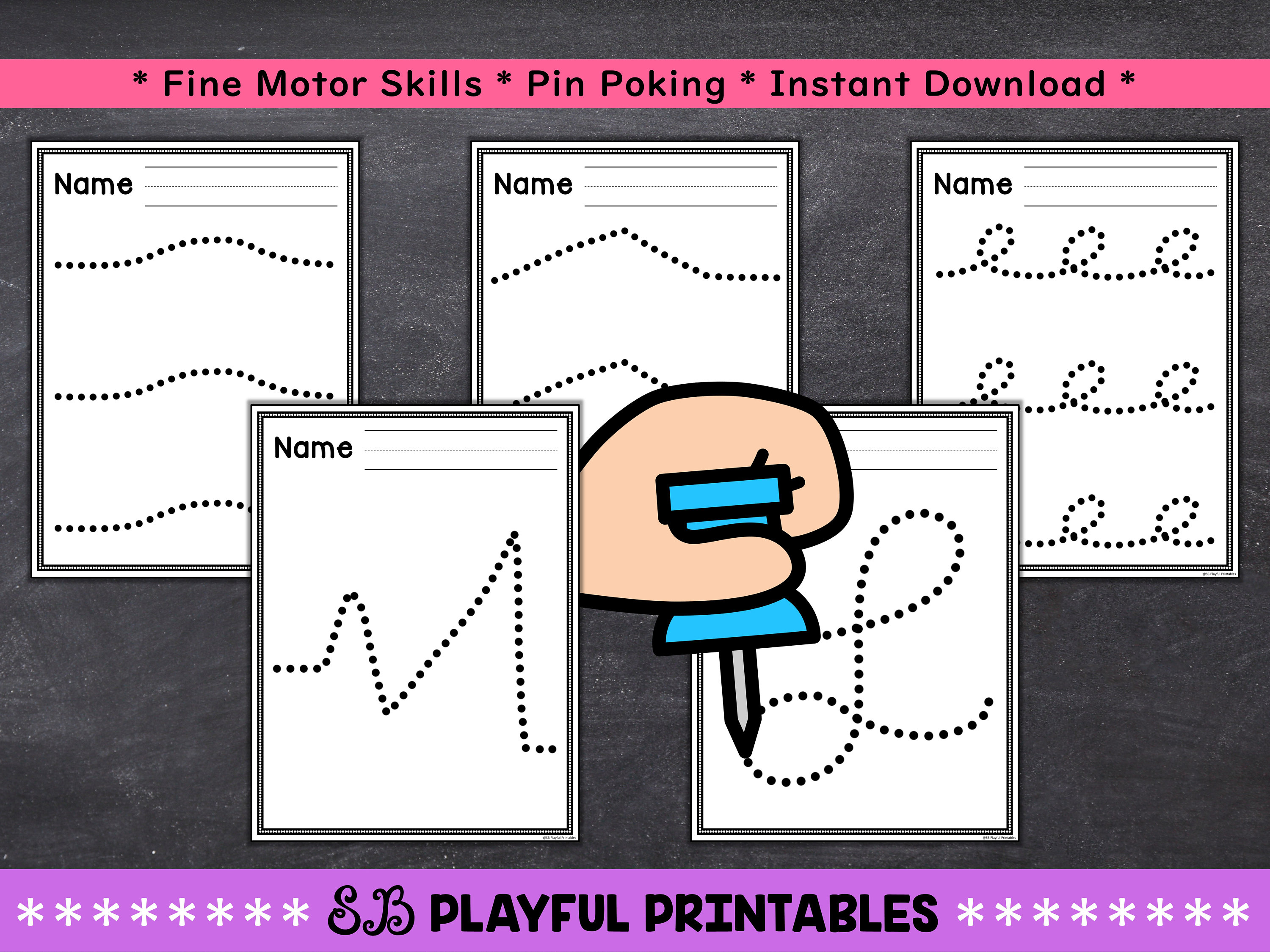 Lines Pin Poking Worksheets for Kids, Printables for Preschool, Correct ...