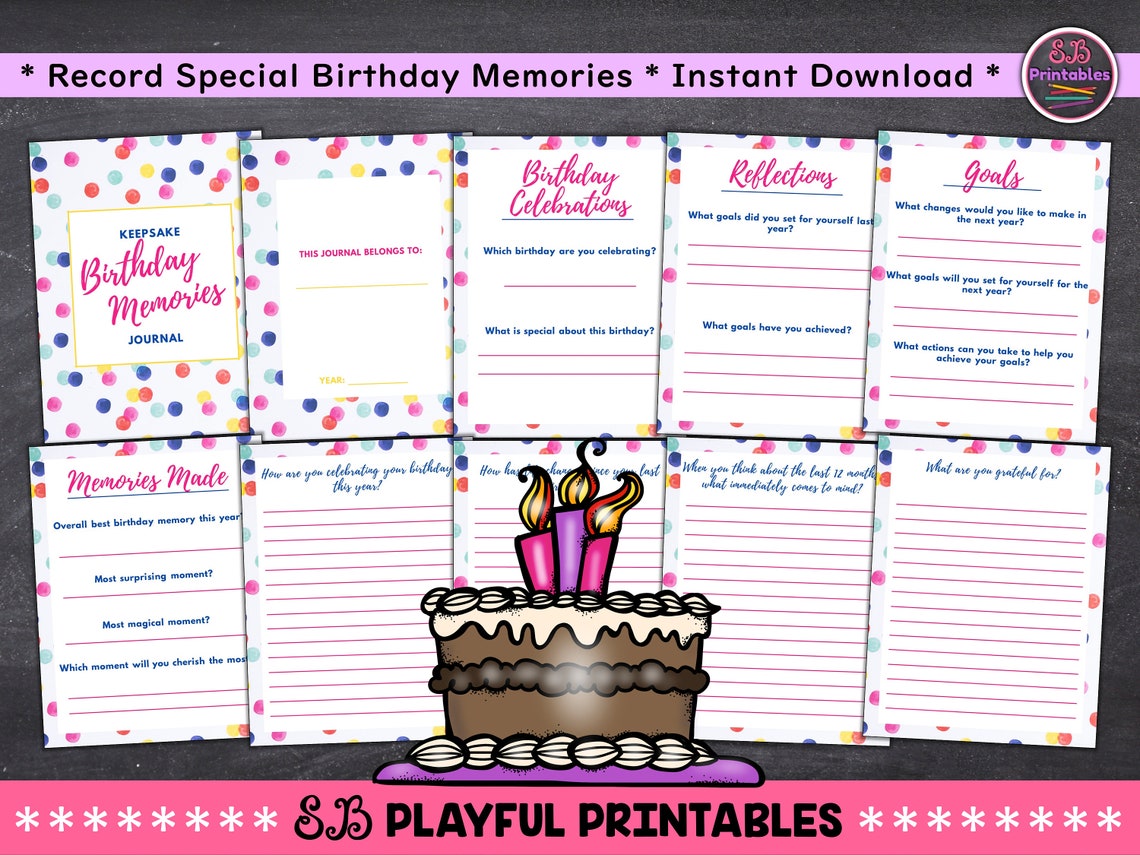 Birthday Memories Keepsake Journal, Reflections Journal, DIY Birthday ...