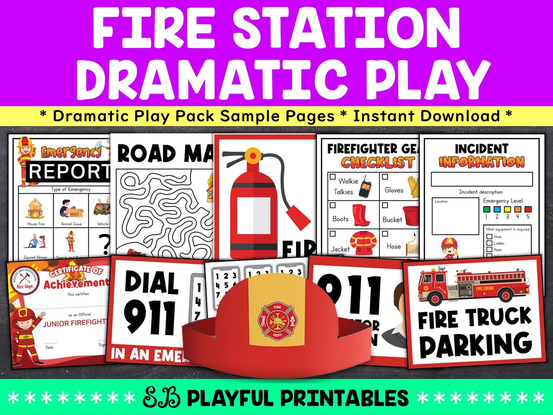 Fire Station Pretend Play, Fire Station Play Printables, Home School ...