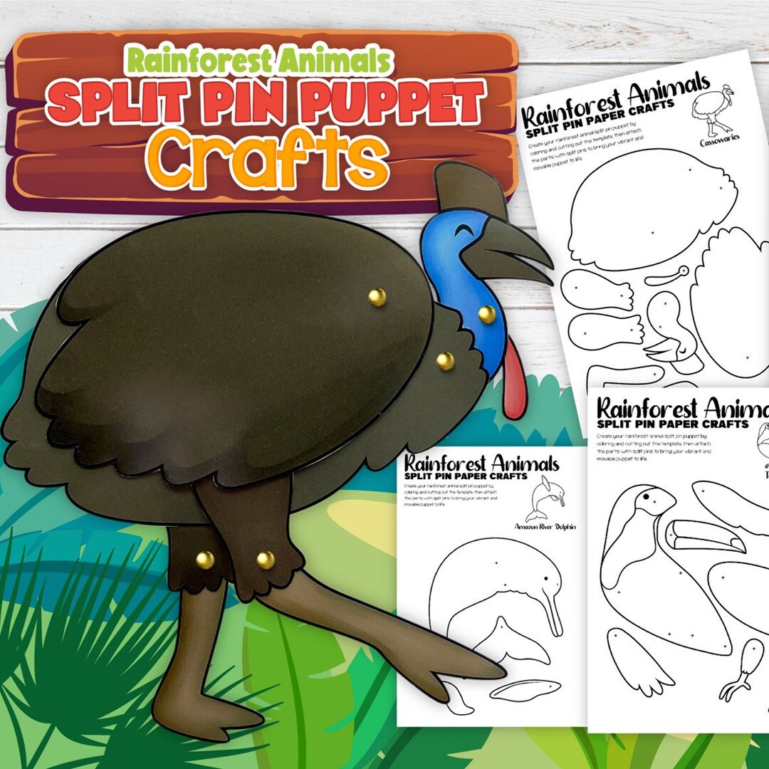 Rainforest Animals Split Pin Puppet Craft, DIY Rainforest Animal ...