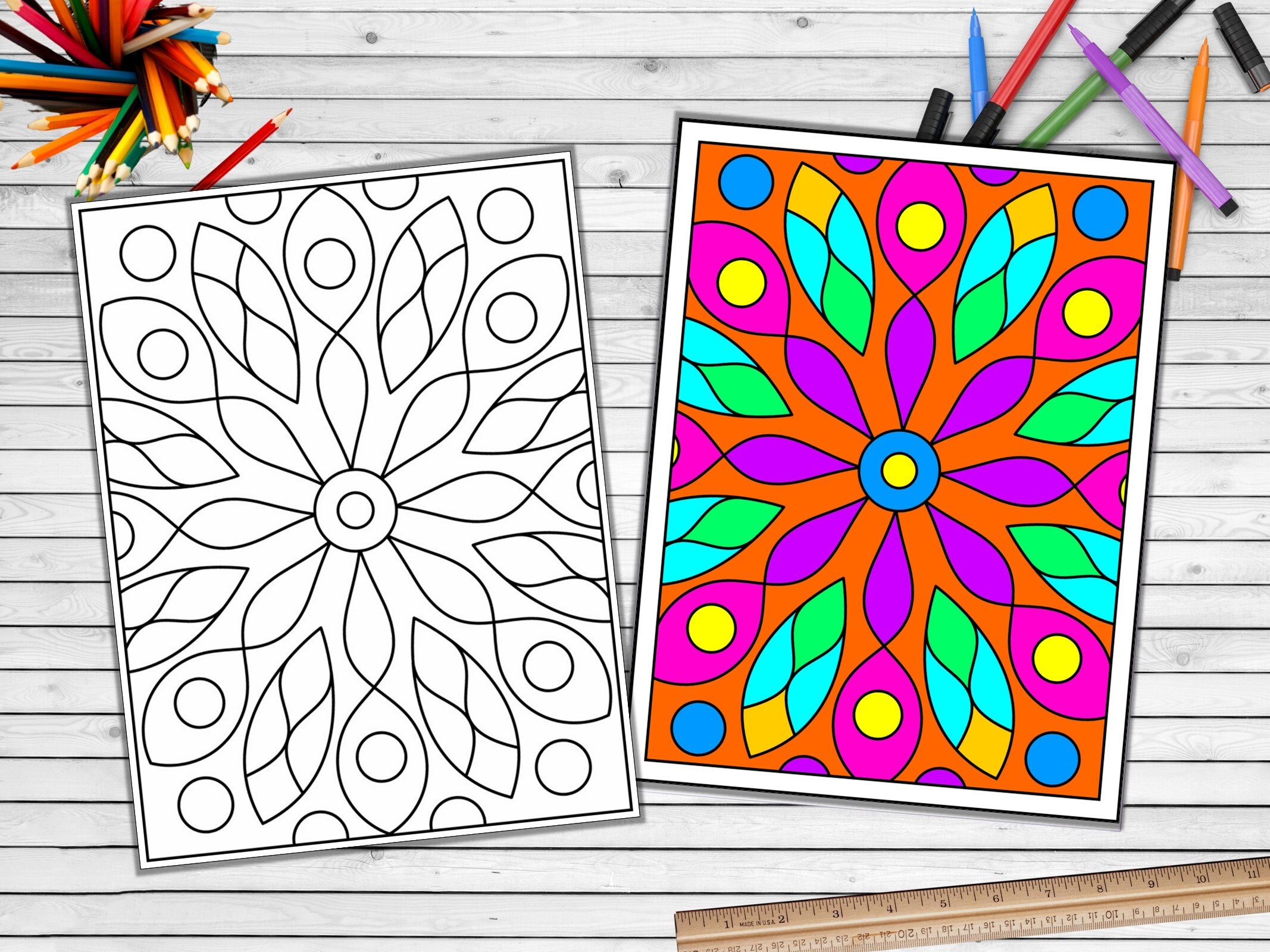 Mandala Coloring Pages for Kids, Printable Mandala Floral Art, Mandala ...