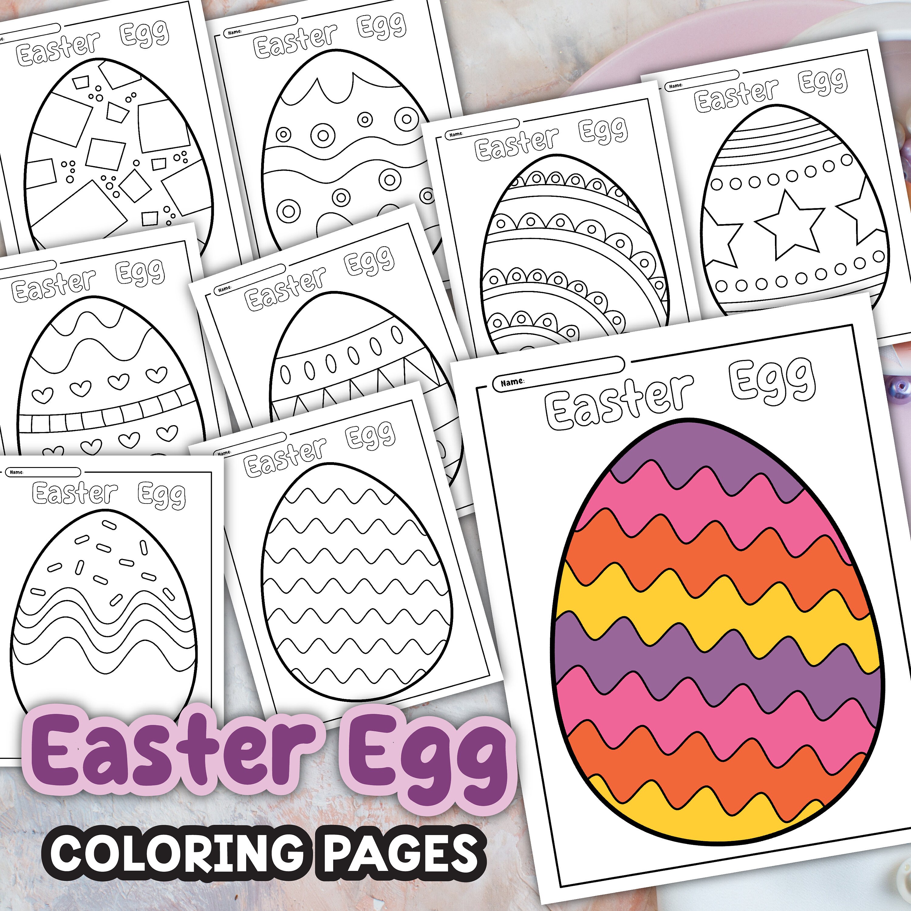 Printable Patterned Easter Egg Coloring Pages for Kids, Color in Easter ...