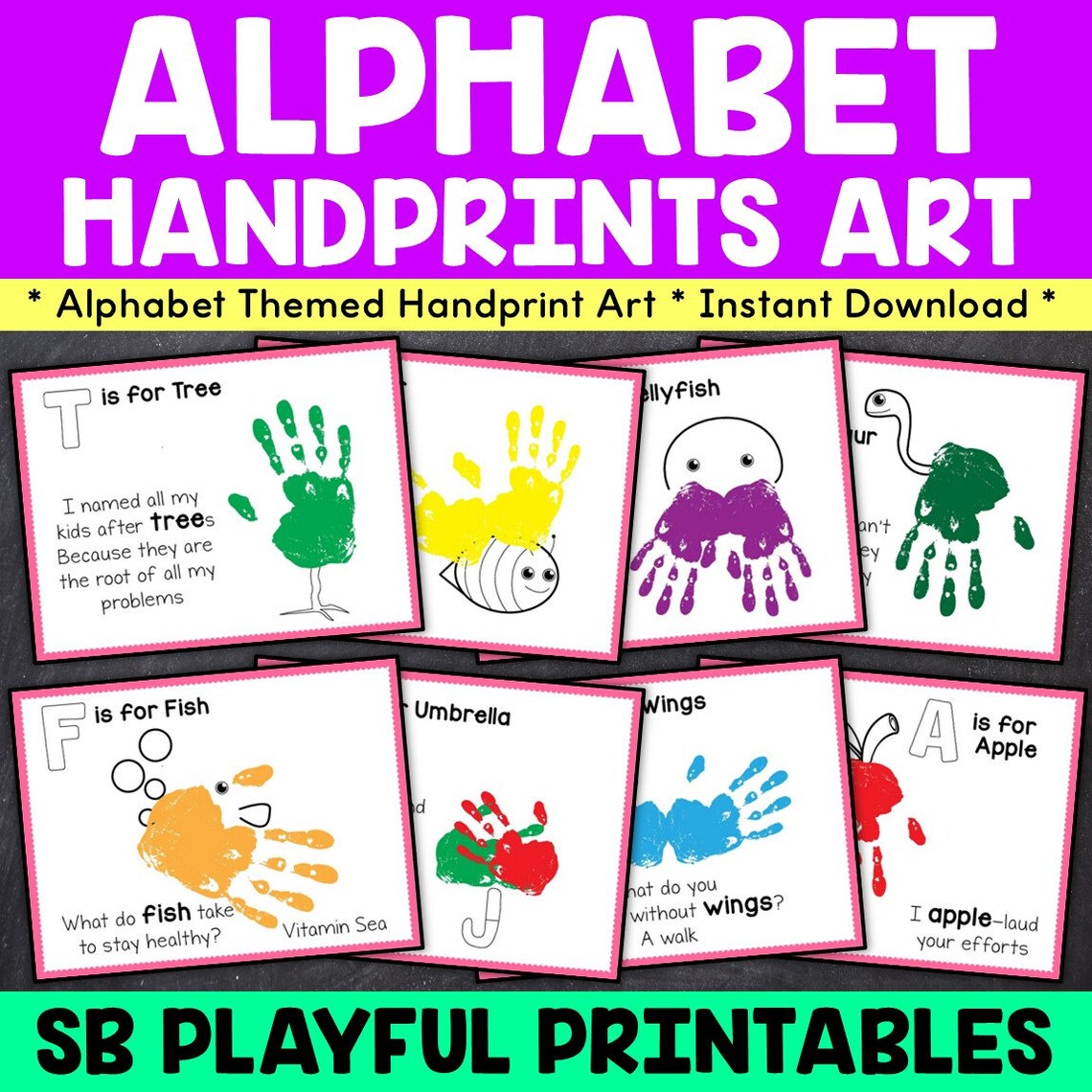 Alphabet Handprint Art Activity for Kids, Alphabet Printable Art ...