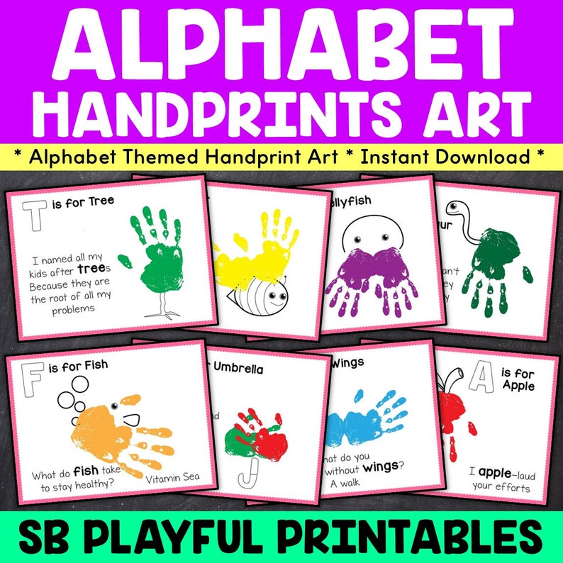 Alphabet Handprint Art Activity for Kids, Alphabet Printable Art ...