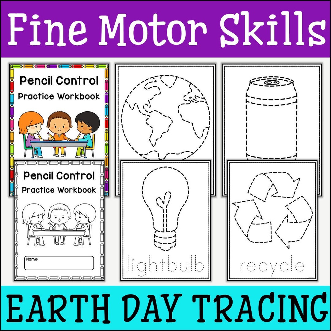 Earth Day Tracing Practice Worksheets, Fine Motor Skills Practice, Pre ...