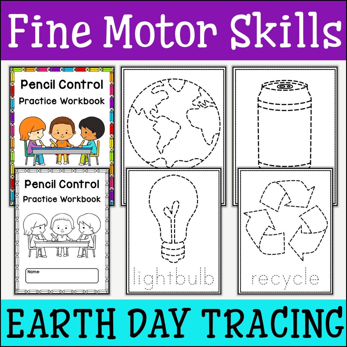 Earth Day Tracing Practice Worksheets, Fine Motor Skills Practice, Pre ...