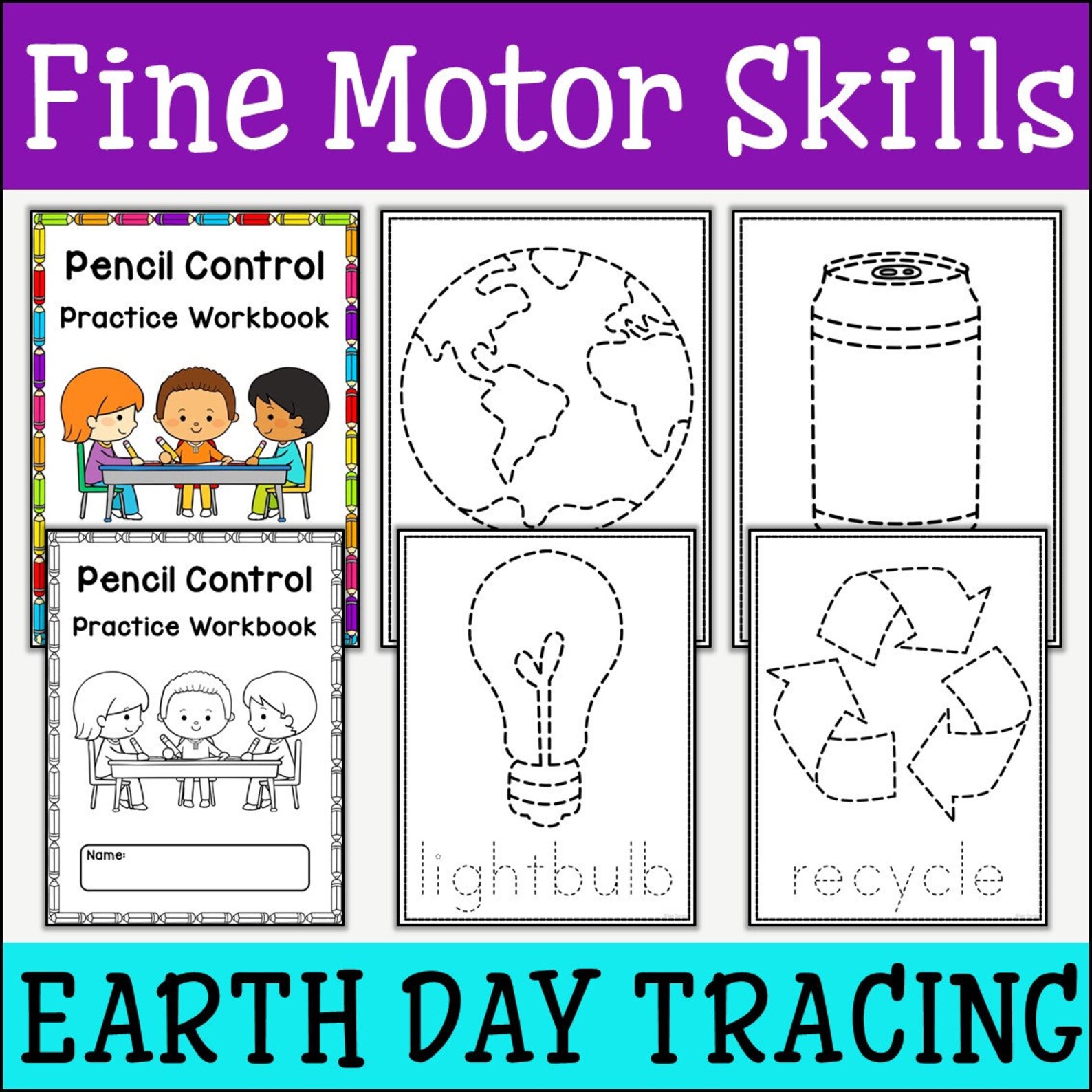 Earth Day Tracing Practice Worksheets, Fine Motor Skills Practice, Pre ...
