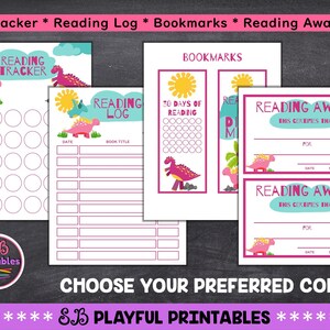 Dinosaur Printable Reading Log for Kids, Book Tracker Challenge for ...