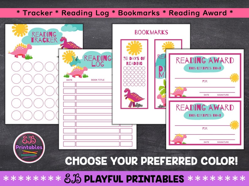 Dinosaur Printable Reading Log for Kids, Book Tracker Challenge for ...