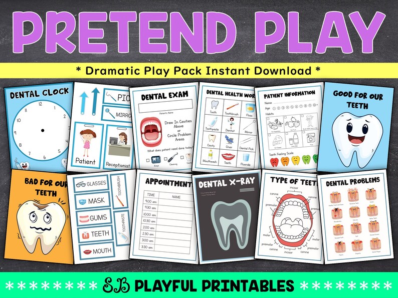Dentist Pretend Play Set, Dental Clinic Play Printables, Home School ...