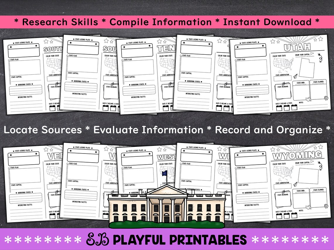 Printable State Research Worksheets for Kids, Printable Templates for ...