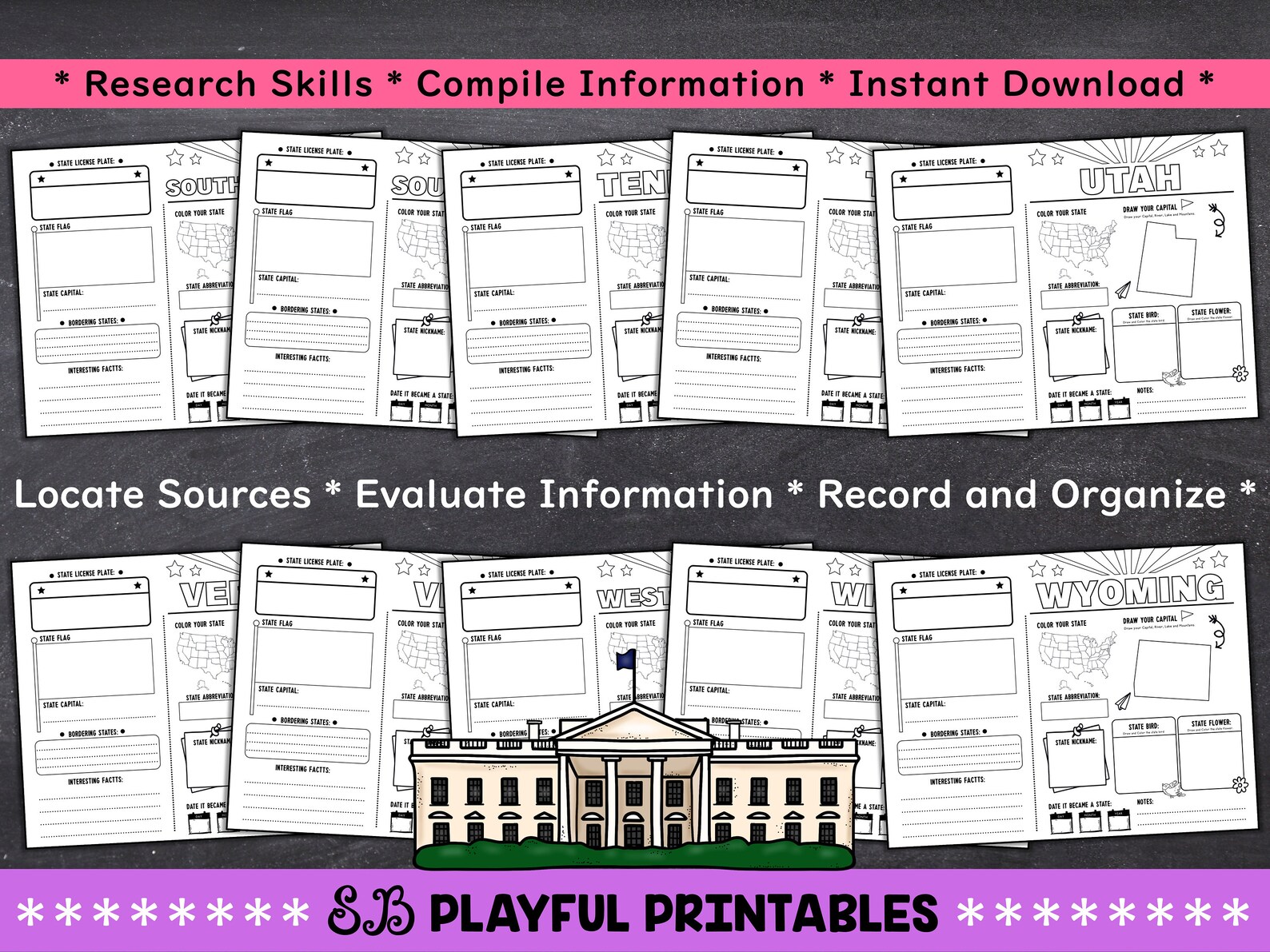 Printable State Research Worksheets for Kids, Printable Templates for ...
