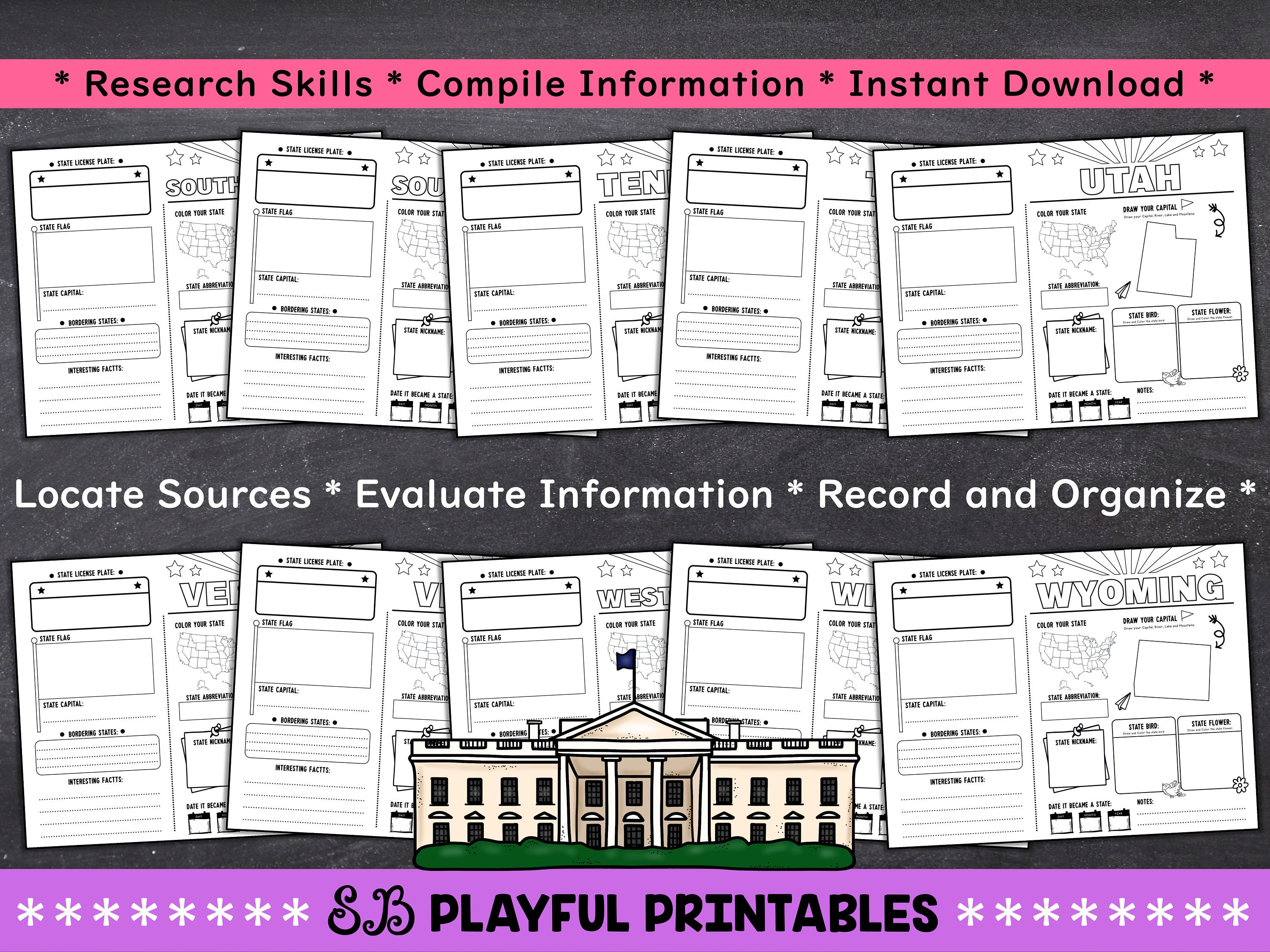 Printable State Research Worksheets for Kids, Printable Templates for ...