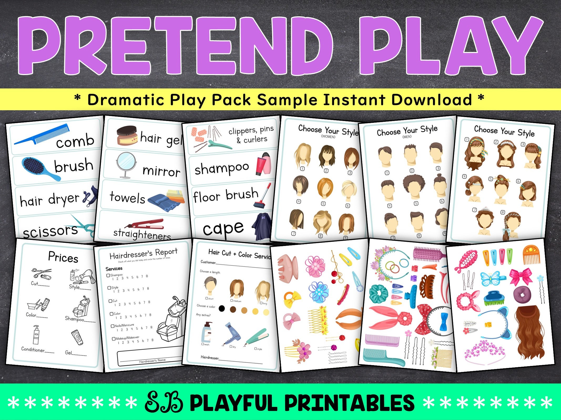 Hair Salon Pretend Play Hair Salon Play Printables - Etsy