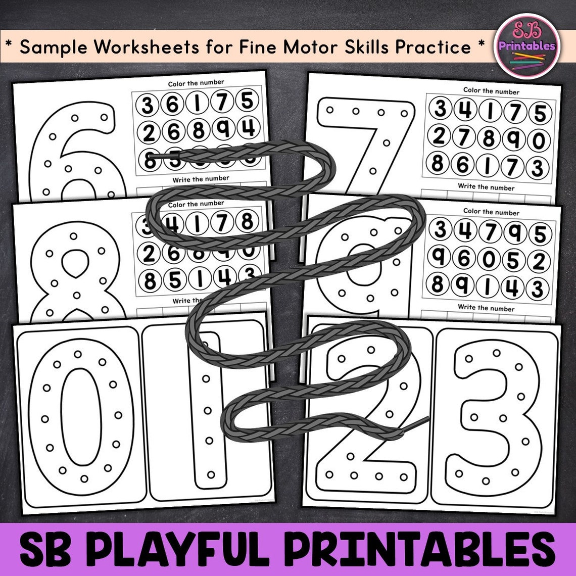 Number Lacing Cards for Pre-schoolers, Educational Number Lacing ...