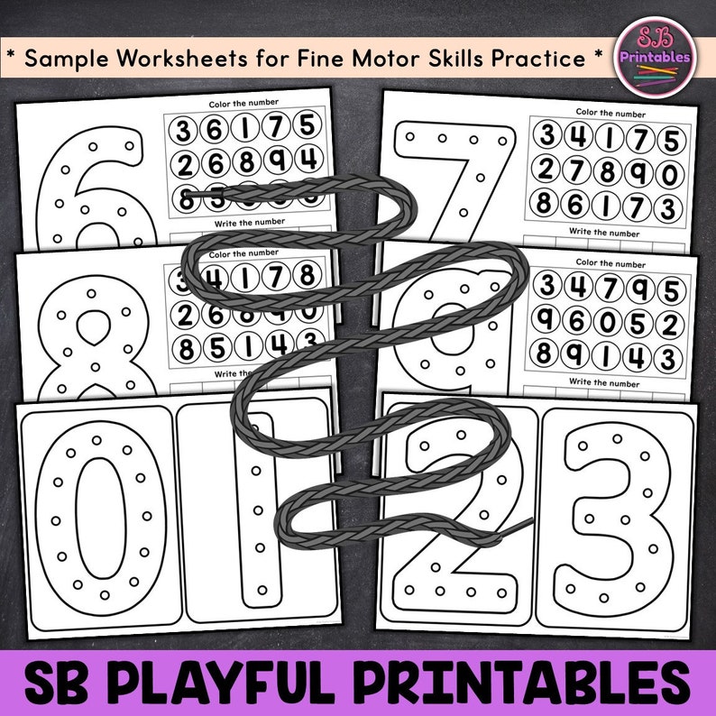 Number Lacing Cards for Pre-schoolers, Educational Number Lacing ...