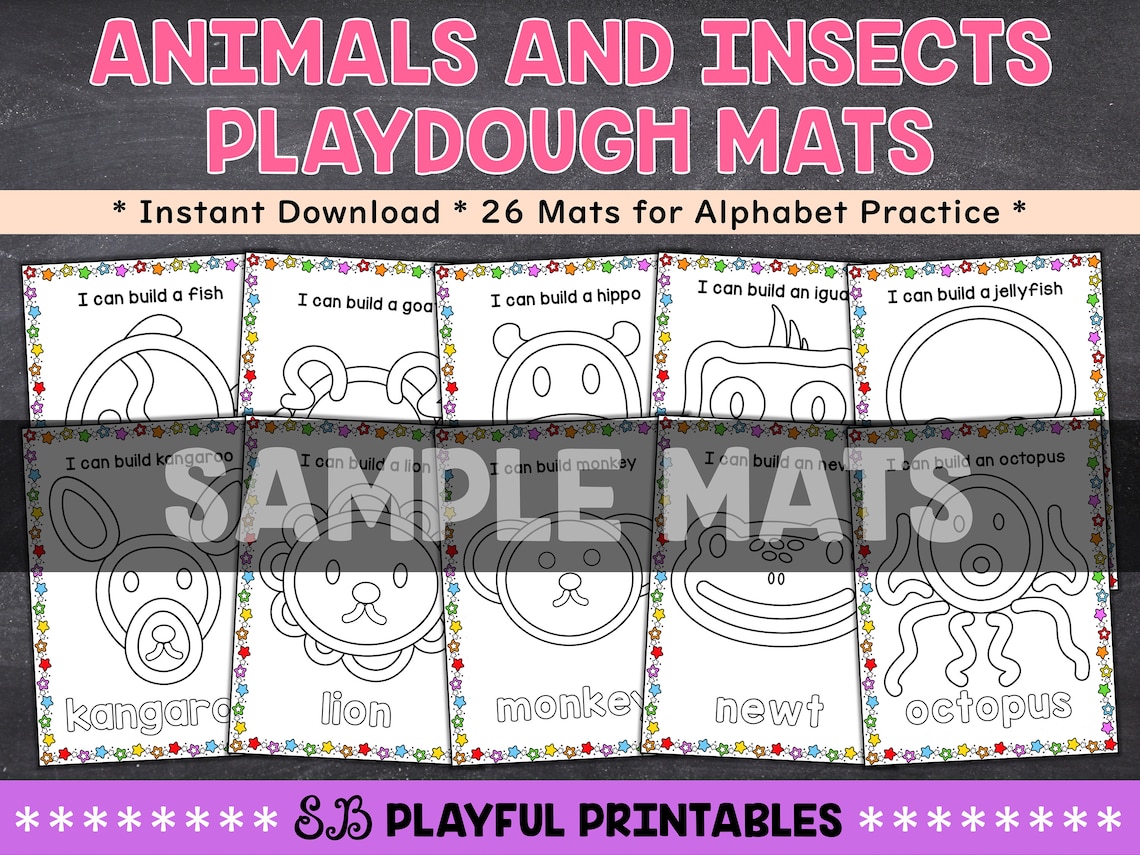Alphabet Animals Playdough Activity Mats for Kids, Animal Themed ...