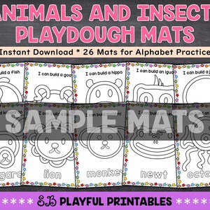 Alphabet Animals Playdough Activity Mats for Kids, Animal Themed ...