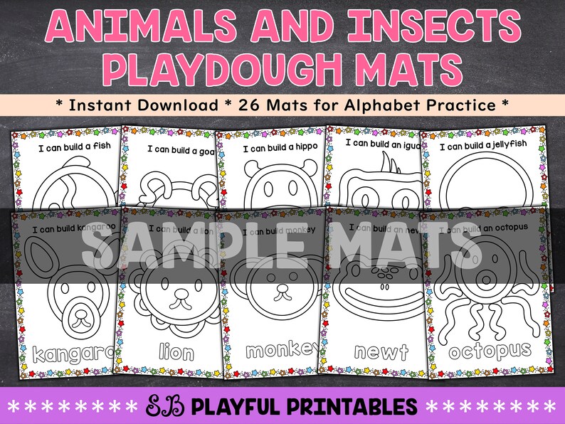 Alphabet Animals Playdough Activity Mats for Kids, Animal Themed ...