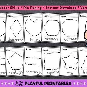 2D Shape Pin Poking Worksheets for Kids, Geometry Math Pin Poking ...
