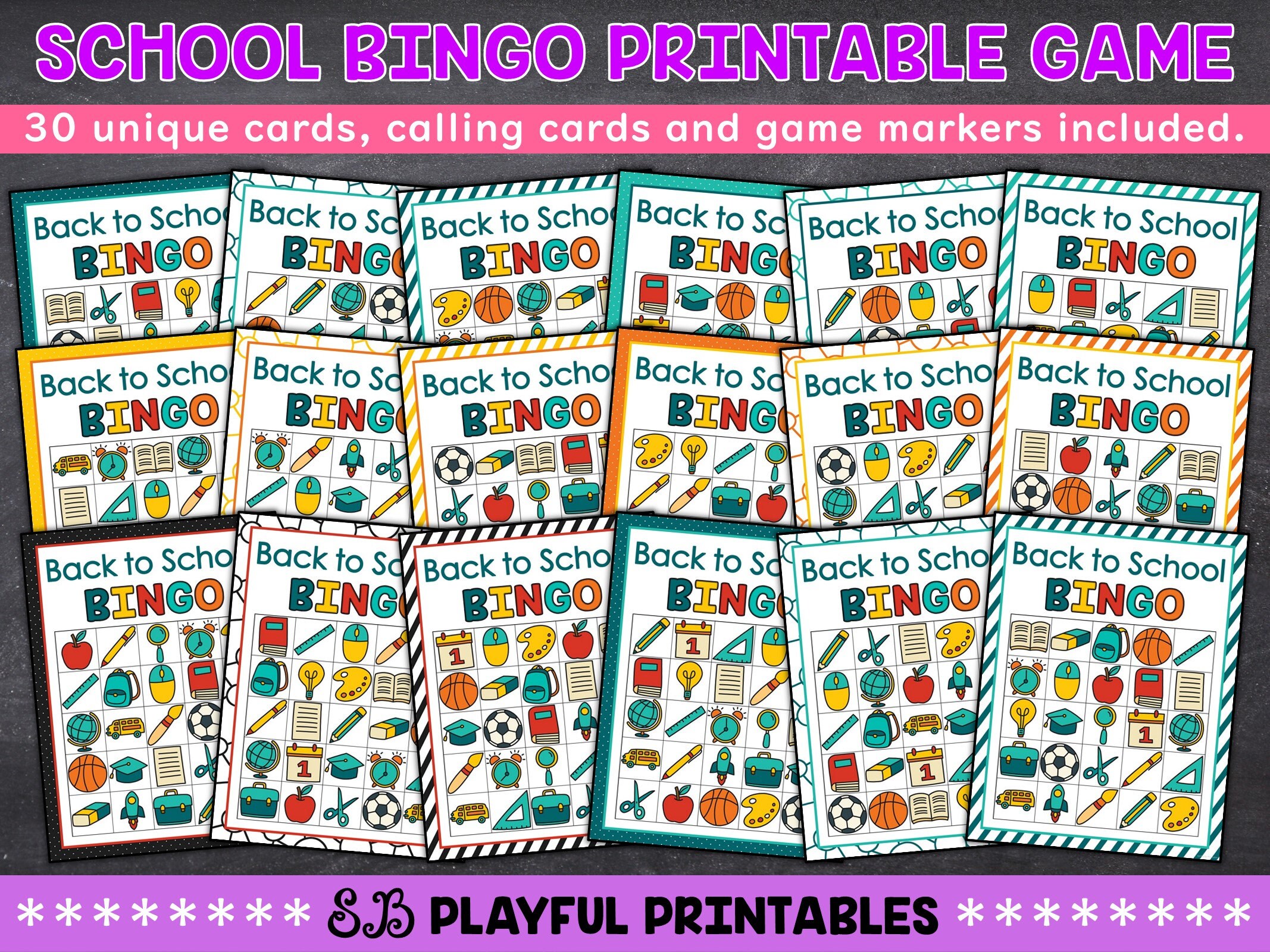 Back to School Bingo Game for Kids and Adults, BTS Printable Game, Back ...
