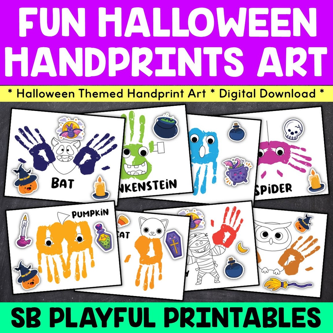 Halloween Handprint Art for Kids, Halloween Themed Printable Art ...