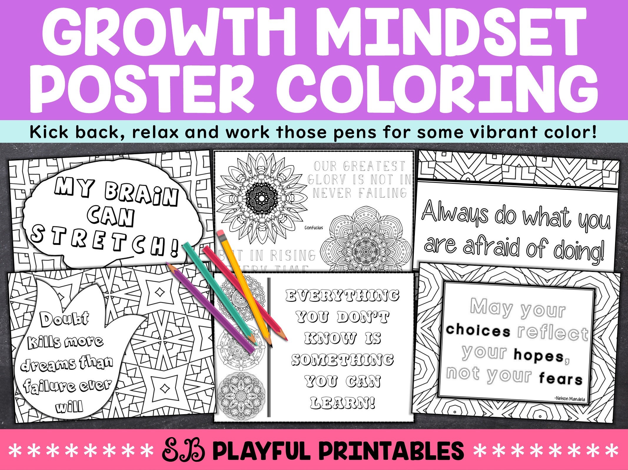 Growth Mindset Coloring Pages, Growth Mindset Quotations, Motivational ...