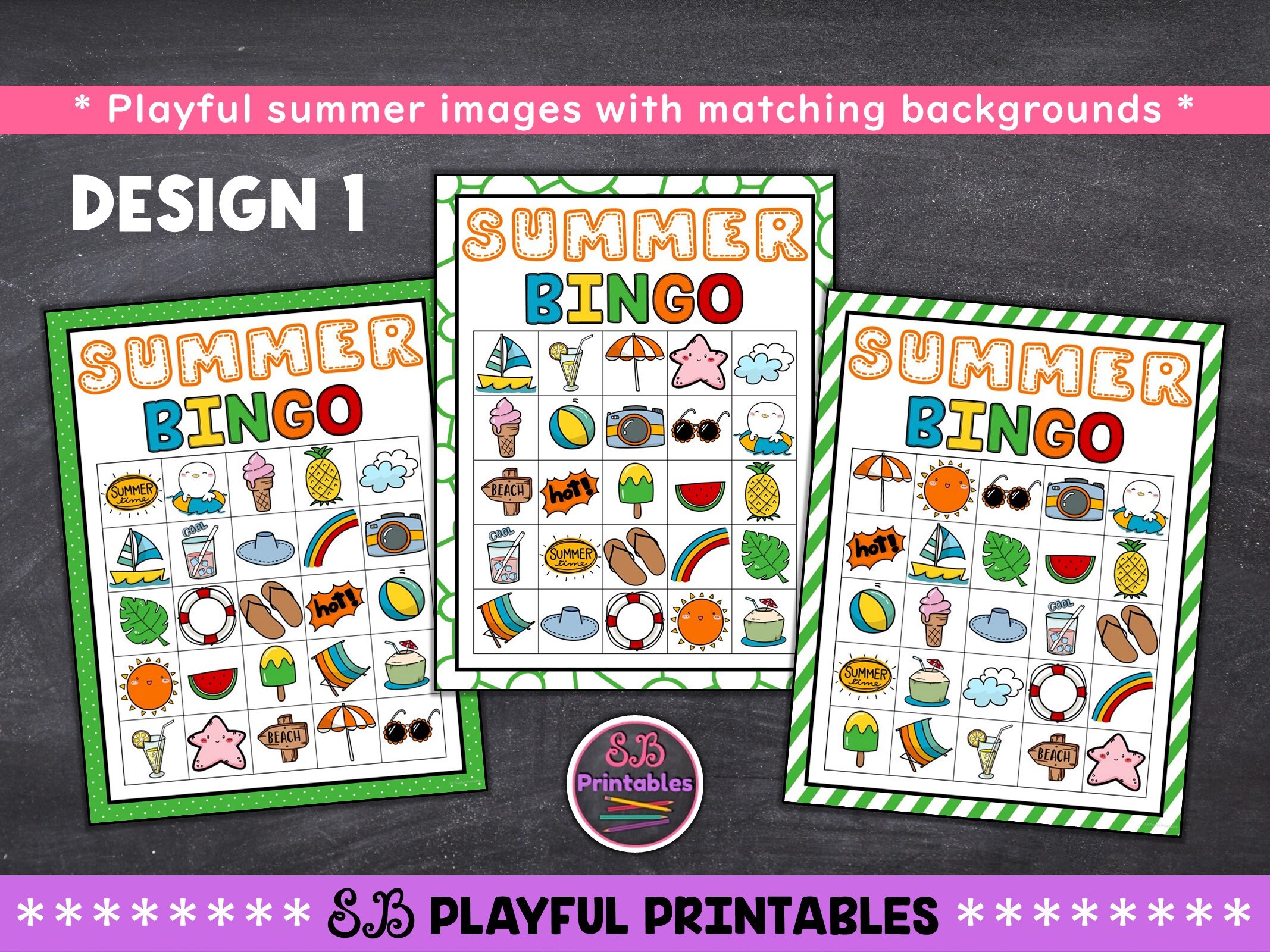Summer Bingo Game for Kids and Adults, Summer Printable Game, Summer ...
