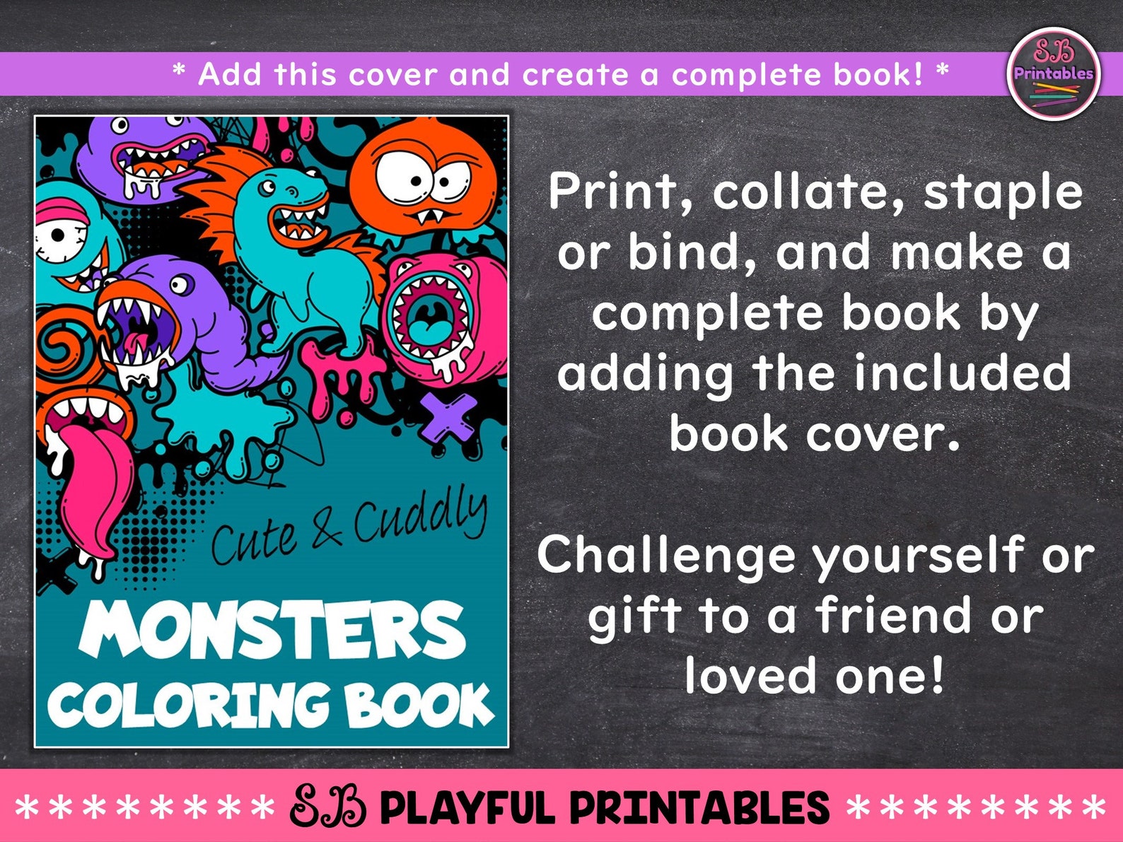 Monsters Coloring Book, 15 Cute Monster Coloring Pages for Kids ...