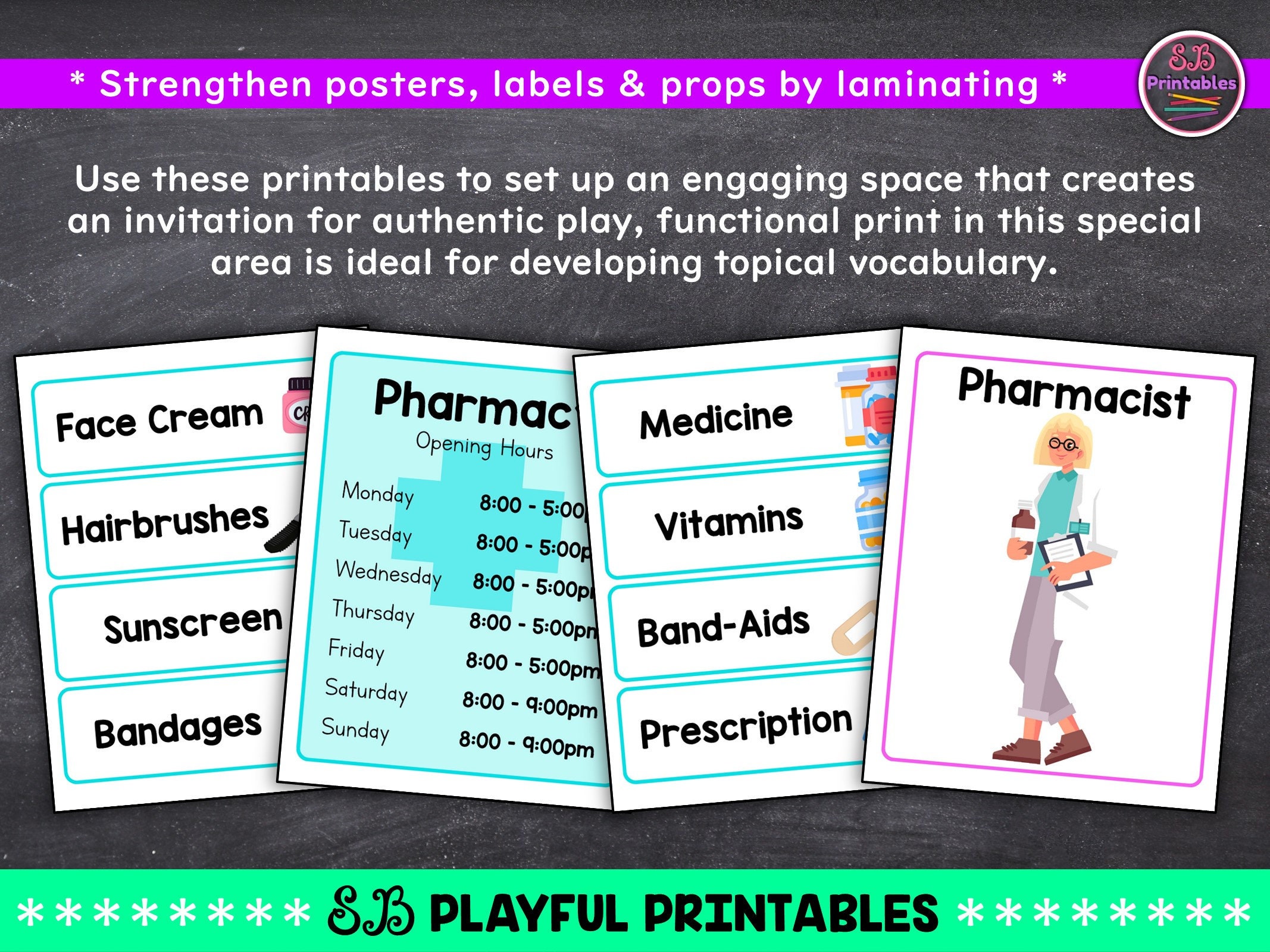 Pharmacy Pretend Play, Pharmacy Play Printables, Home School Activity ...