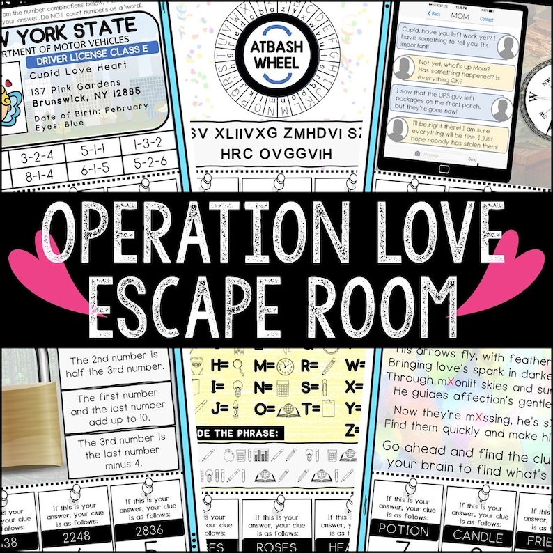 Valentine's Day Printable Escape Room Fun Puzzles NO PREP Print and Go ...