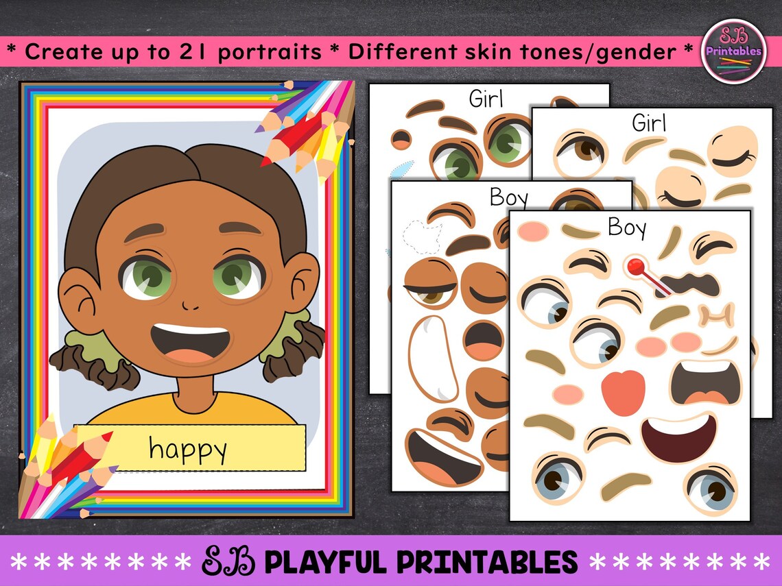 Emotions Cut and Paste Activity for Kids, Emotions Posters, Prek and ...
