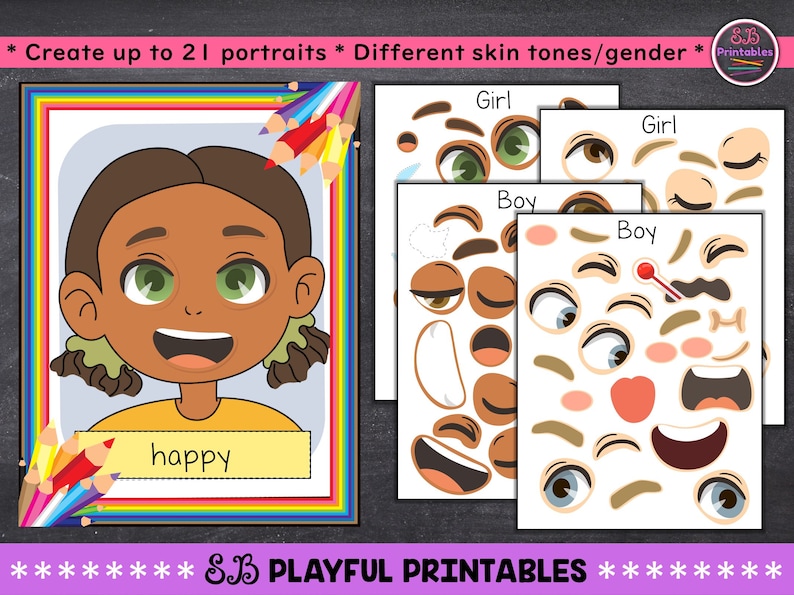 Emotions Cut and Paste Activity for Kids, Emotions Posters, Prek and ...