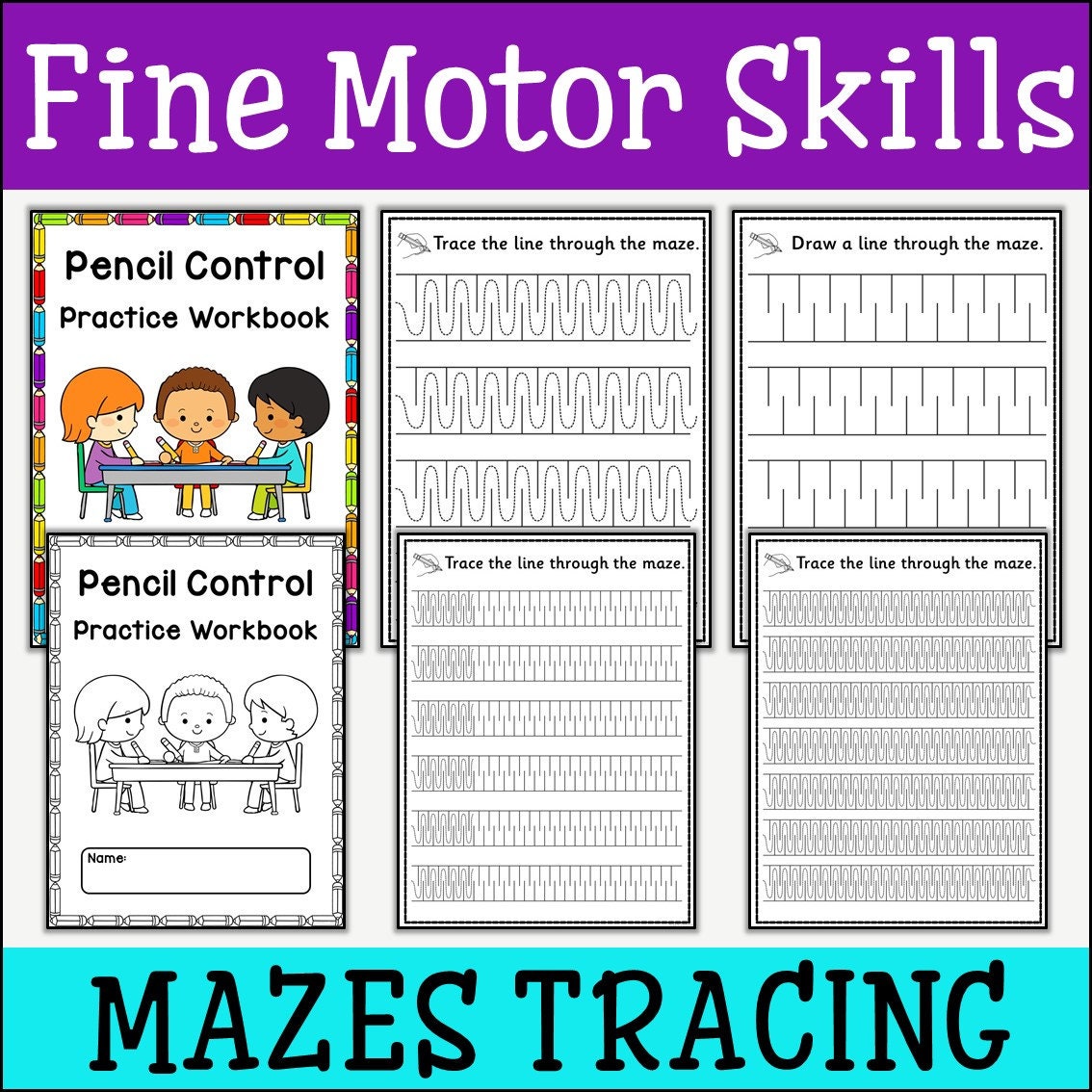 Tracing Practice Worksheets, Fine Motor Skills Practice, Pre-writing ...