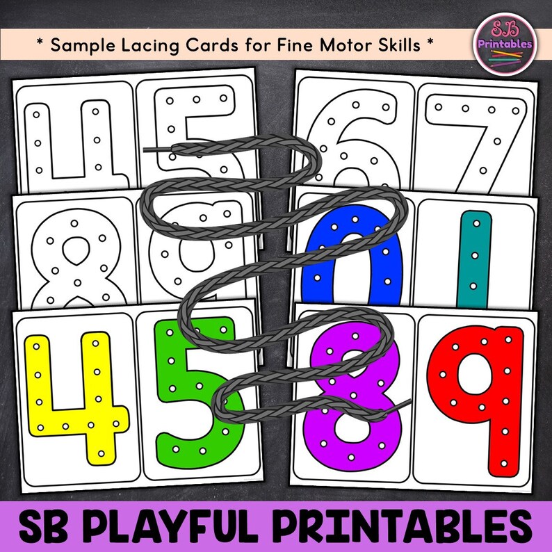 Number Lacing Cards for Pre-schoolers, Educational Number Lacing ...