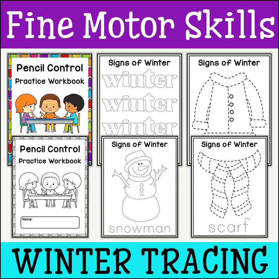 Signs of Winter Tracing Practice Worksheets, Fine Motor Skills Practice ...