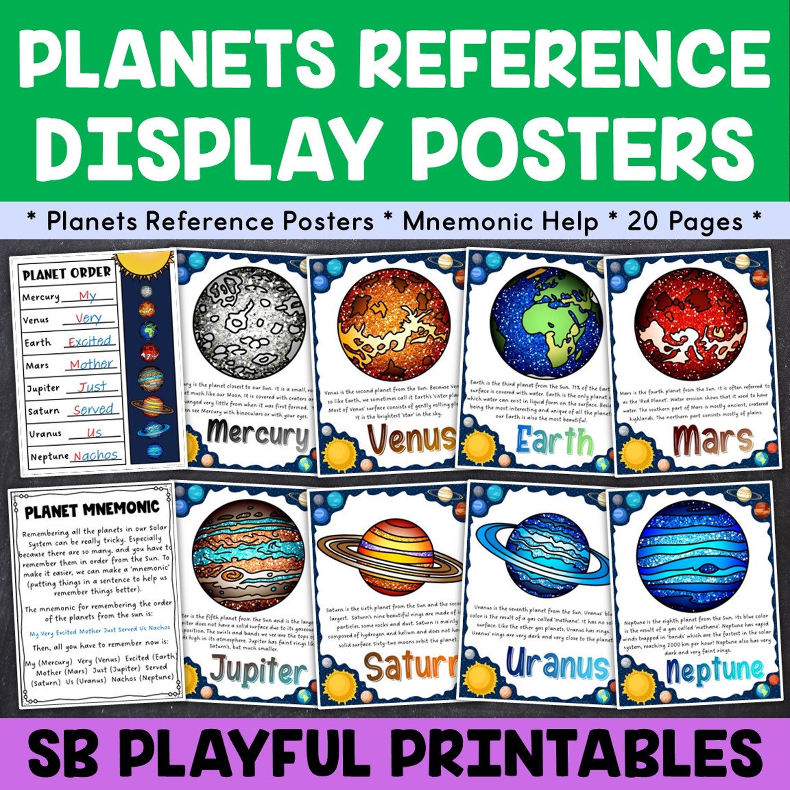 Colorful Planets Posters for Kids, Space Unit Posters With ...