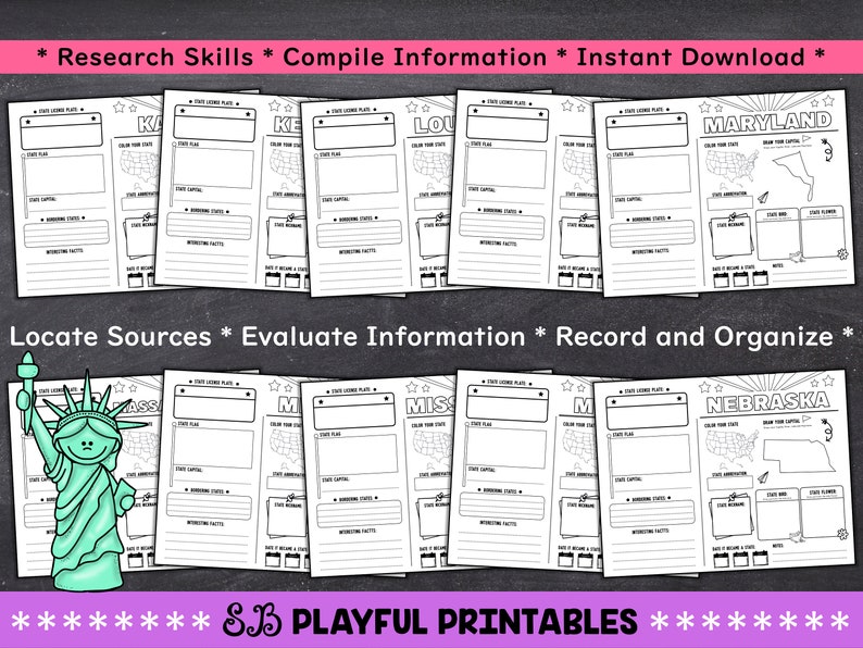 Printable State Research Worksheets for Kids, Printable Templates for ...