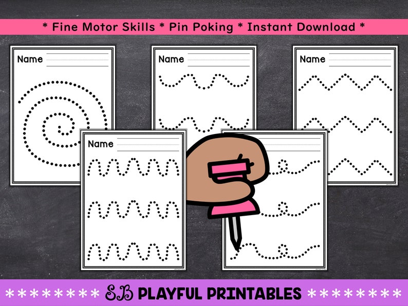 Lines Pin Poking Worksheets for Kids, Printables for Preschool, Correct ...