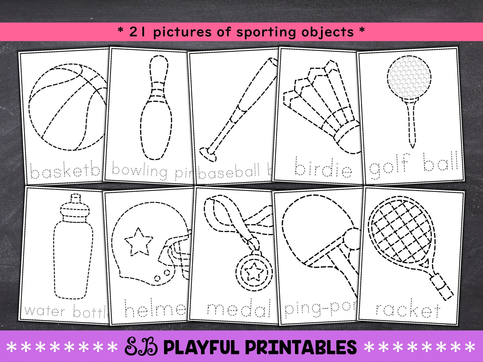 Sports Tracing Practice Worksheets, Fine Motor Skills Practice, Pre ...