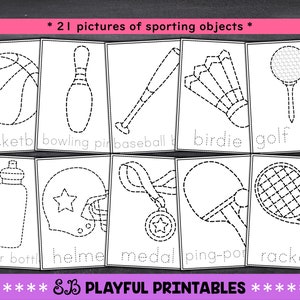 Sports Tracing Practice Worksheets, Fine Motor Skills Practice, Pre ...