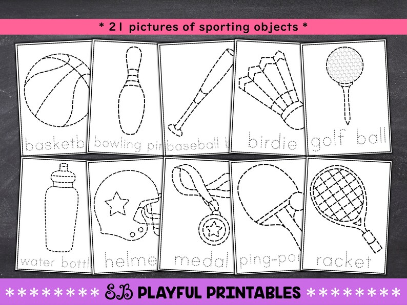 Sports Tracing Practice Worksheets, Fine Motor Skills Practice, Pre ...