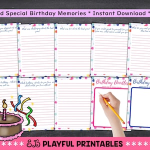 Birthday Memories Keepsake Journal, Reflections Journal, DIY Birthday ...